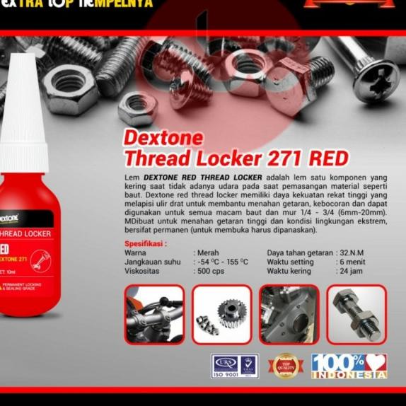 Jual Dextone Red Thread Locker 271 - Lem Baut Permanent Locking - 10 ml ...