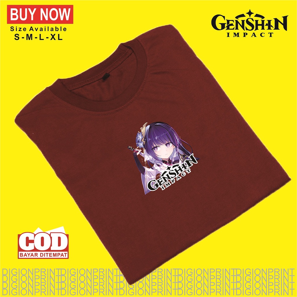 Jual Kaos anime game genshin impact Raiden Shogun murah meriah bahan PE ...