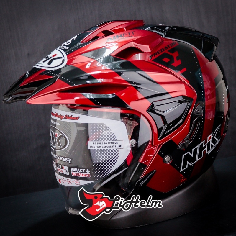 Jual NHK HELM PREDATOR CRYPTON ROYAL | ROYAL RED BLACK | DOUBLE VISOR ...