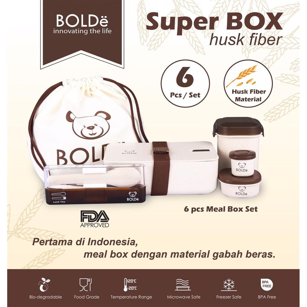 Jual BOLDe Set Kotak Makan / Meal Box Super Box Husk Fiber Set - 6pcs ...