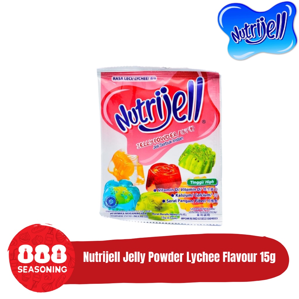 Jual NUTRIJELL REGULER LECI/ LYCHEE FLAVOUR JELLY POWDER 15g | Shopee ...