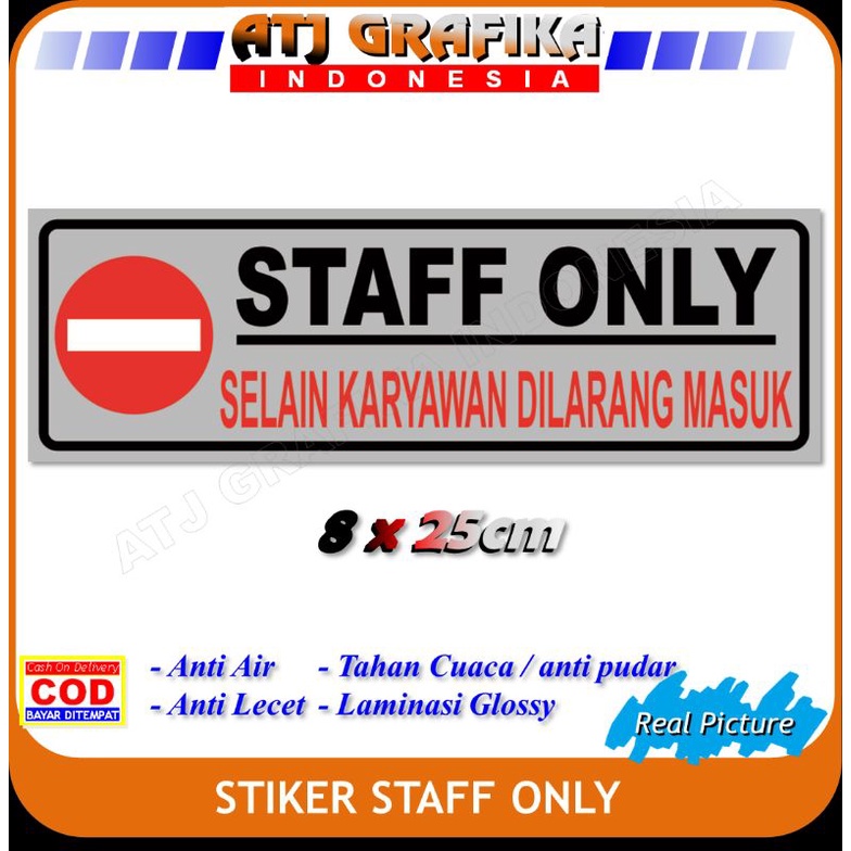 Jual stiker staff only dilarang masuk sticker kantor toko karyawan ...