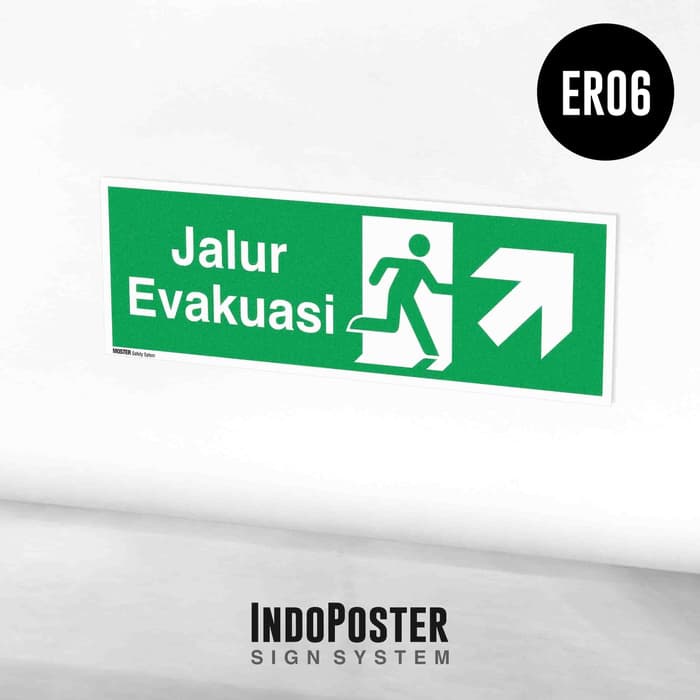Jual Stiker Label K3 Safety Jalur Arah Evakuasi Arah Kanan Atas ...