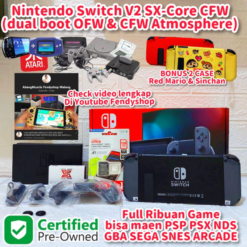 Jual Nintendo switch cfw v2 sx core 128gb Grey full game bisa psp gba ...