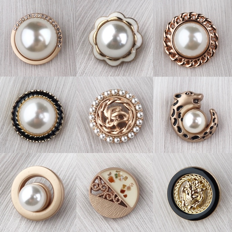 Jual Kancing Baju Mewah Pearl Gold Mix | Fancy Button Gold Pearl ...