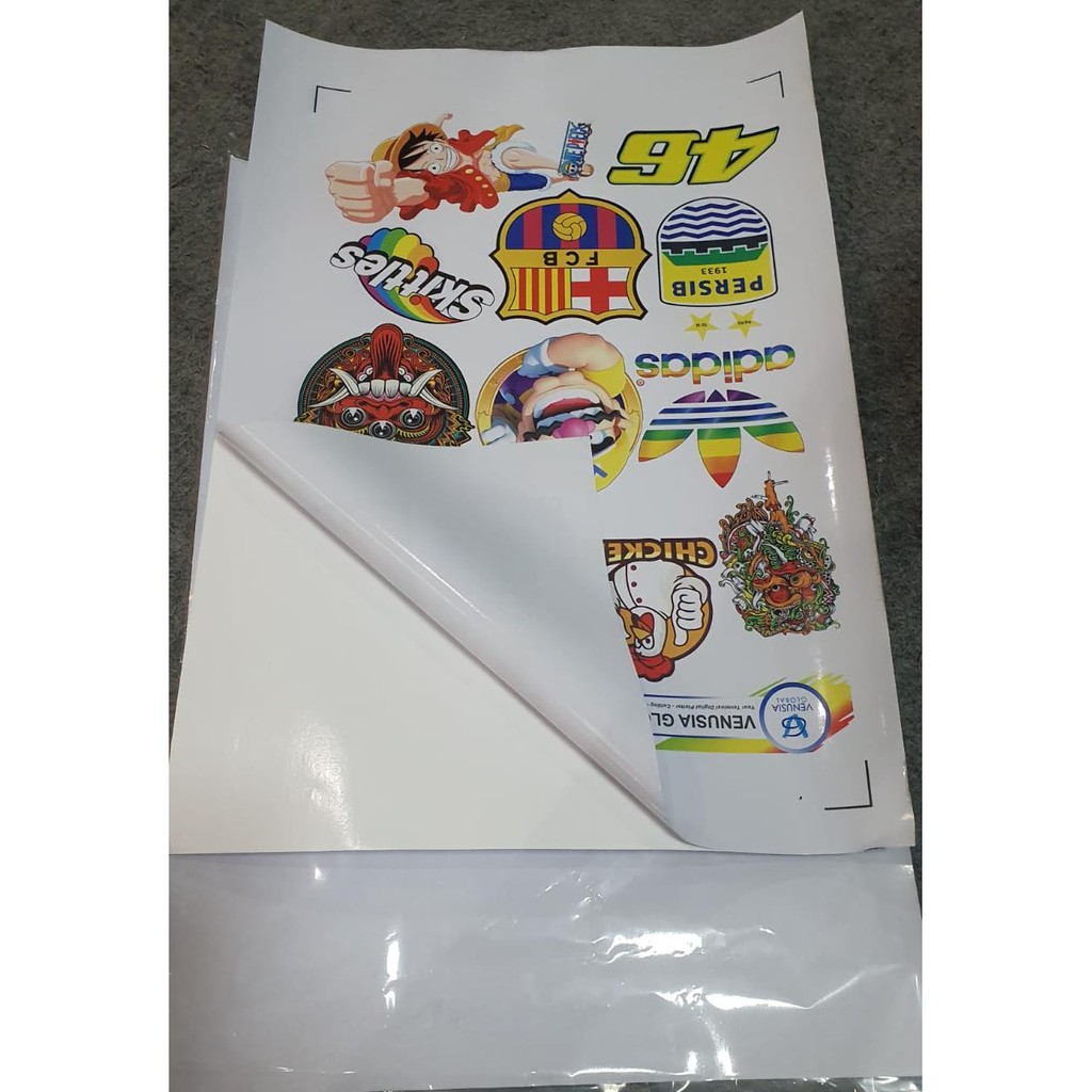 Jual Bahan Sticker Vinyl Inkjet Putih Glossy Lembar Folio 21,5 x 33cm ...