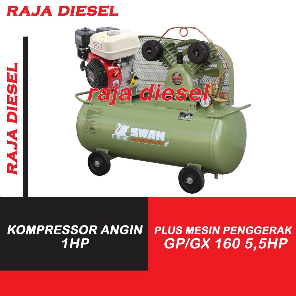 Jual Kompresor Swan 1 HP + Penggerak Bensin 1 HP Air Compressor 201 GP ...