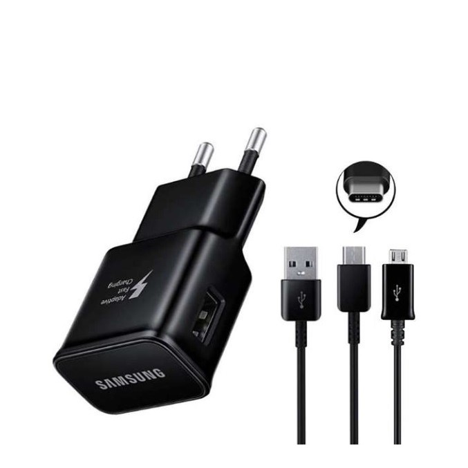 Jual Samsung Adaptive Fast Charger w. USB Cable Type C & Micro - Non ...