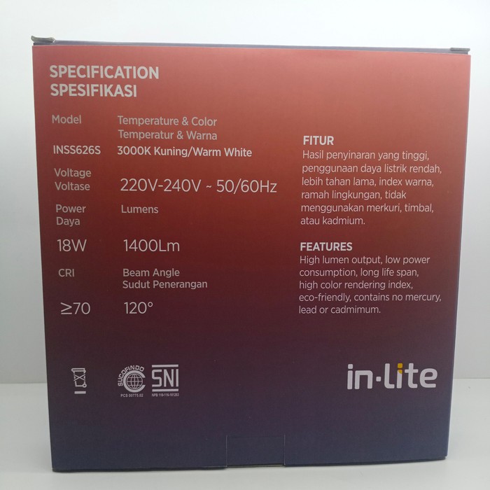 Jual IN LITE LED Panel 18W 18 WATT PERSEGI KOTAK Outbow Ditempel ...