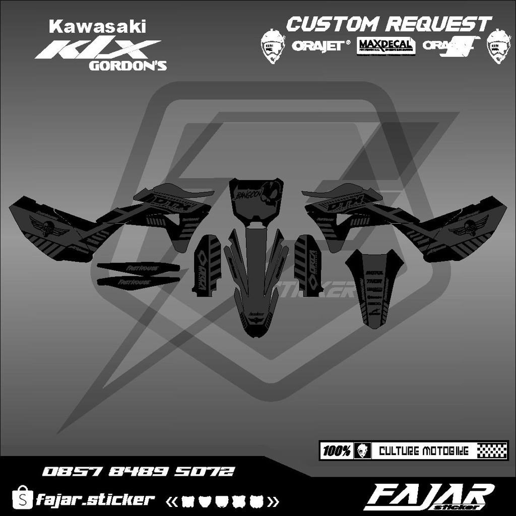 Jual Decal Sticker KLX GORDON Bebas Desain Free Laminasi Doff/Glossy ...
