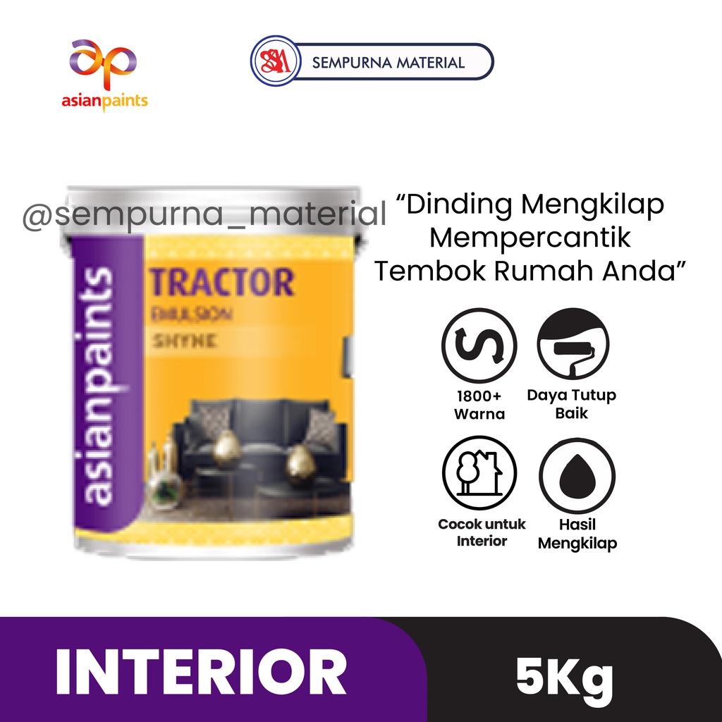 Jual Cat Asian Paints Tractor Emulsion Shyne 5kg - Putih | Shopee Indonesia