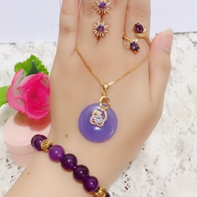 Jual set giok asli permata giok warna ungu 88 | Shopee Indonesia