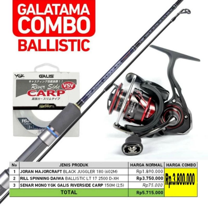 Jual PAKET GALATAMA COMBO Joran Major Craft Black Juggler 602M Dan Reel Daiwa Ballistic LT 2500D ...