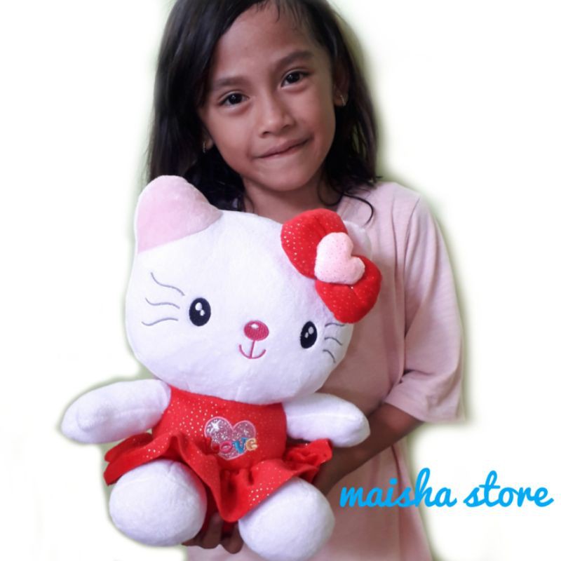 Jual Boneka Hello Kitty Duduk Motif Rok dan Pita Merah | Shopee Indonesia