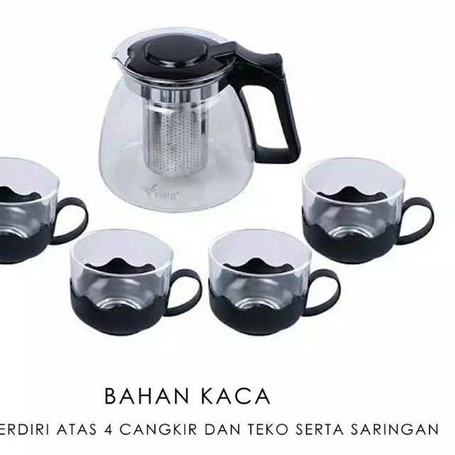 Jual TEAPOT SUN GLASSES HITAM SARING / TEKO KACA WADAH KOPI TEH PLUS ...