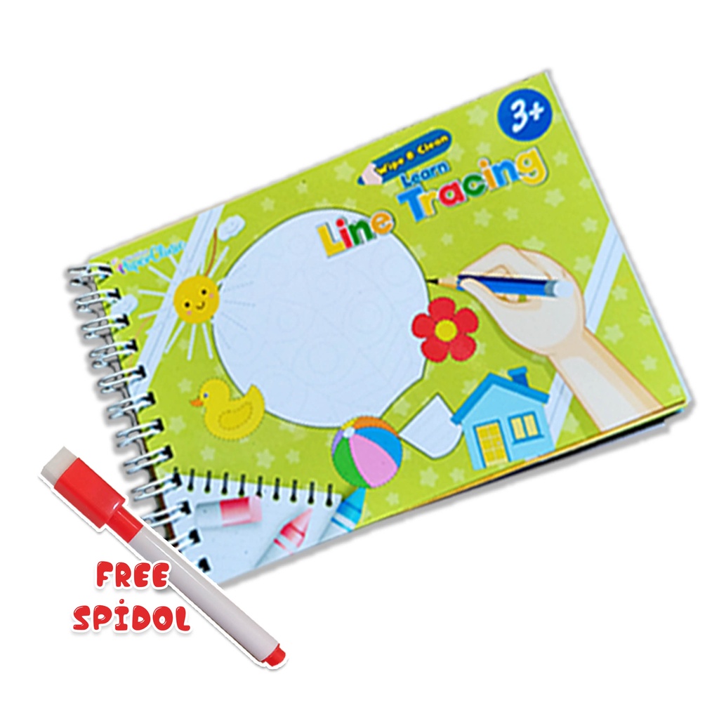 Jual Buku anak belajar tracing line mini book flash card wipe and clean ...