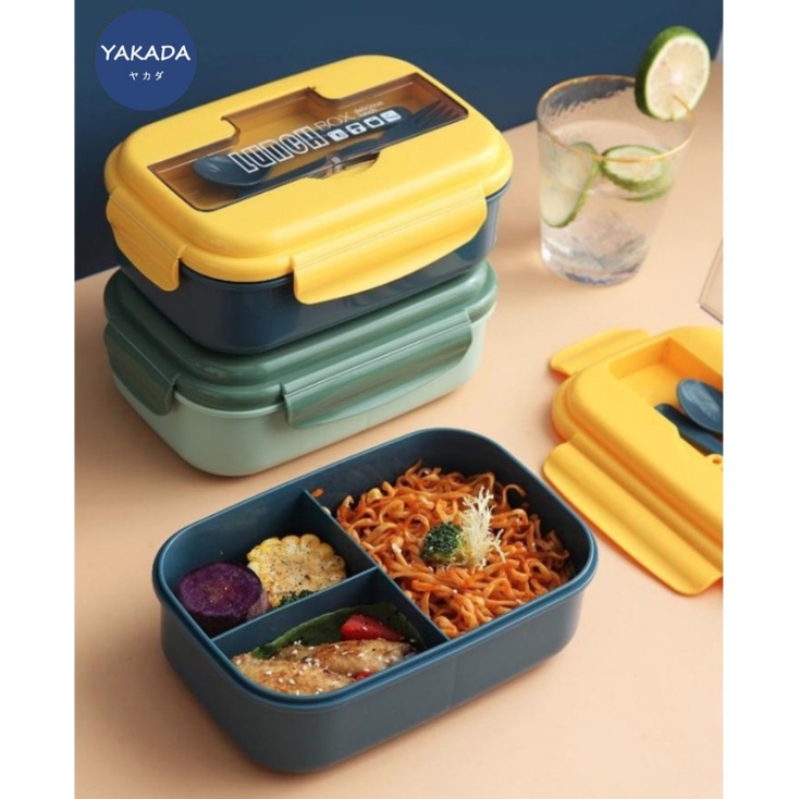 Jual Kotak Bekal Lunch Box Plastik Jerami YAKADA 0225 Microwave Safe 3 ...