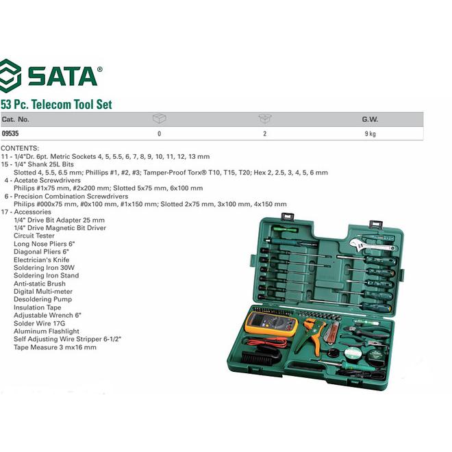 Jual Sata Tools 53 Pc. Electrical Toolkit Set Telecom Tool Set 09535 ...