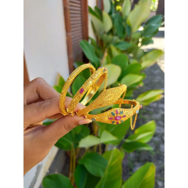 Jual gelang Sudira permata ruby zamrud perak lapis emas | Shopee Indonesia