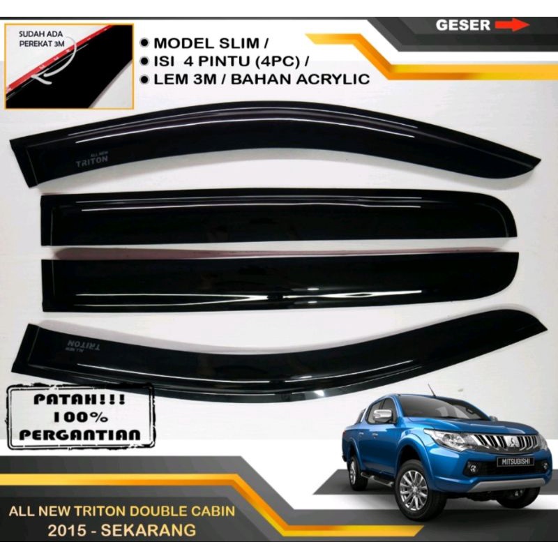 Jual Talang air pintu mobil Alnew TRITON 2015 sampai skarang Model SLIM CEMBUNG | Shopee Indonesia