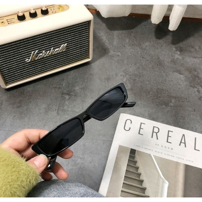 Jual Kacamata Hitam Wanita Korean Gaya Persegi Panjang Gaya Ulzzang | Shopee Indonesia