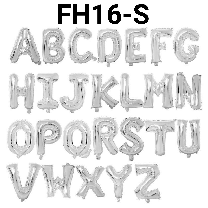 Jual FH16-S Balon foil huruf abjad nama 16 inch 40cm silver perak ...