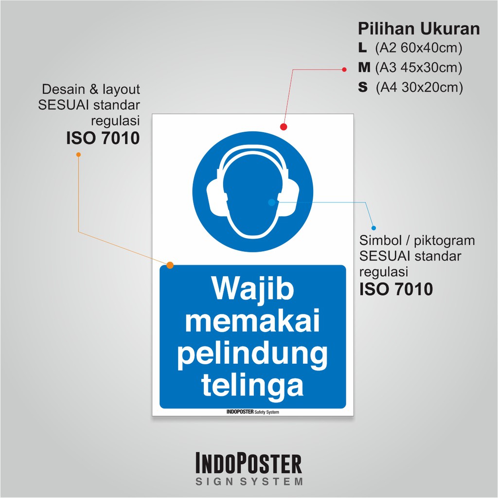 Jual Stiker Safety Sign Rambu K3 ISO Wajib Memakai Pelindung Telinga ...