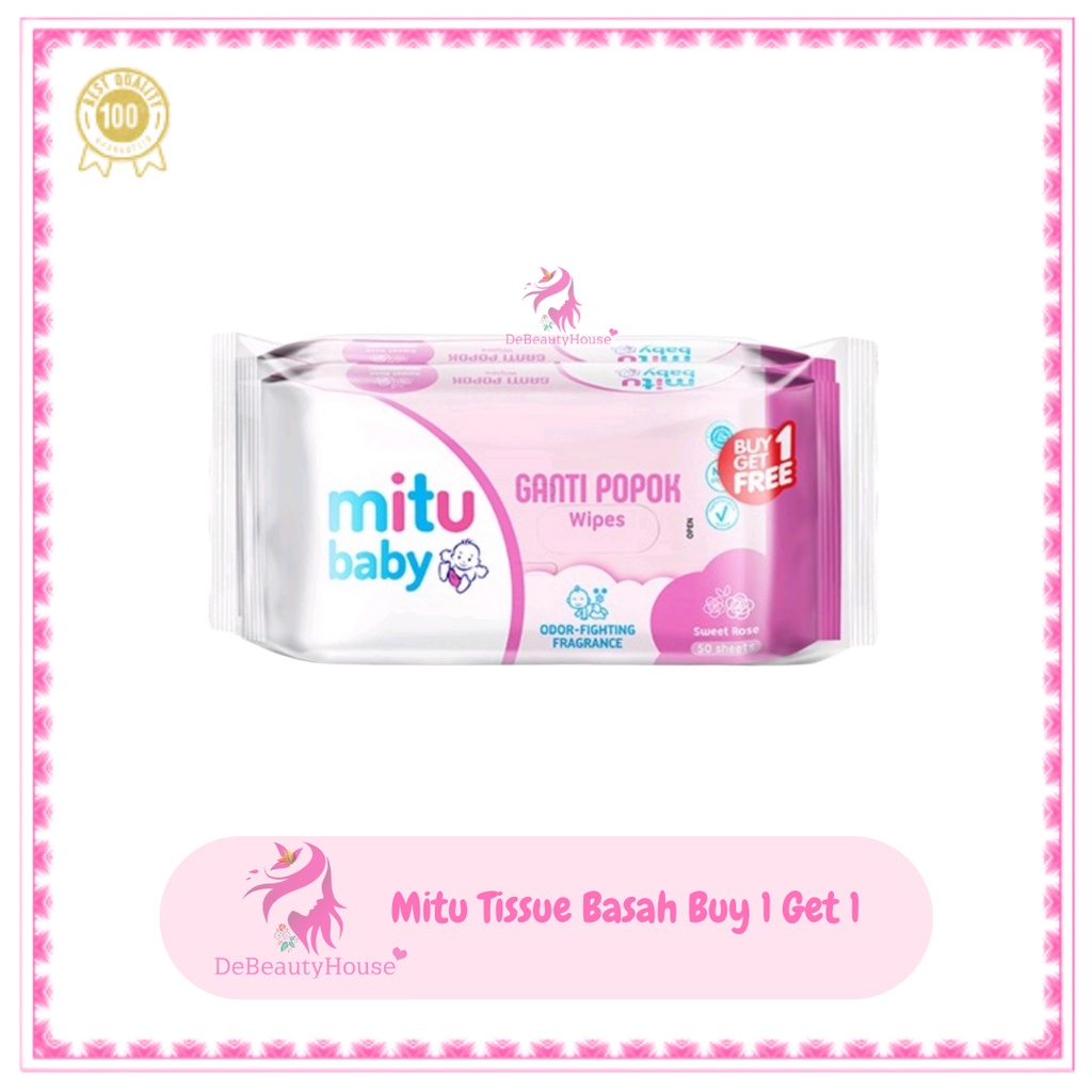 Jual Mitu Baby Wipes Pink | Mitu Tisu Basah Buy 1 Get 1 isi 50S ...