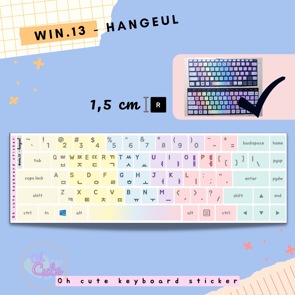 Jual Korean Hangul Keyboard Sticker for Windows Aesthetic Palette Color ...
