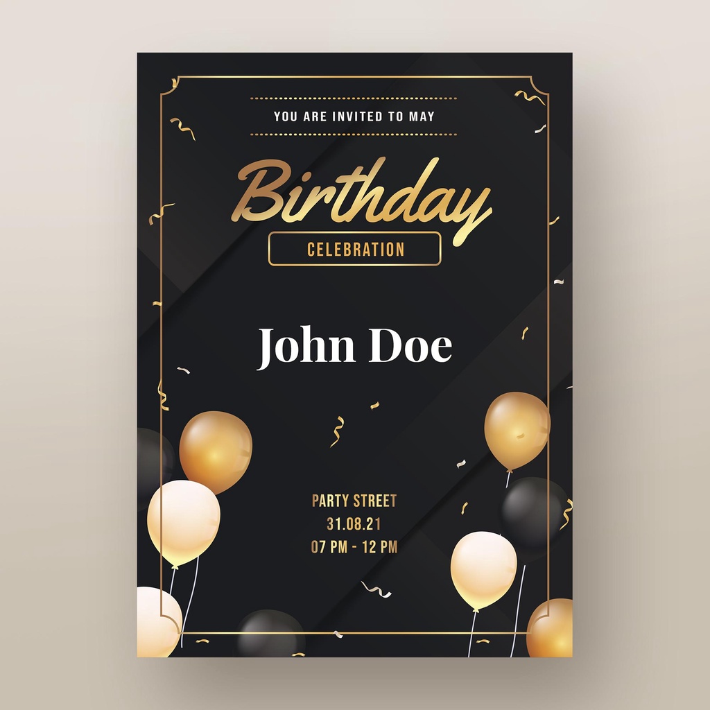 Jual Undangan ulang tahun mewah elegan black golden / undangan ultah ...