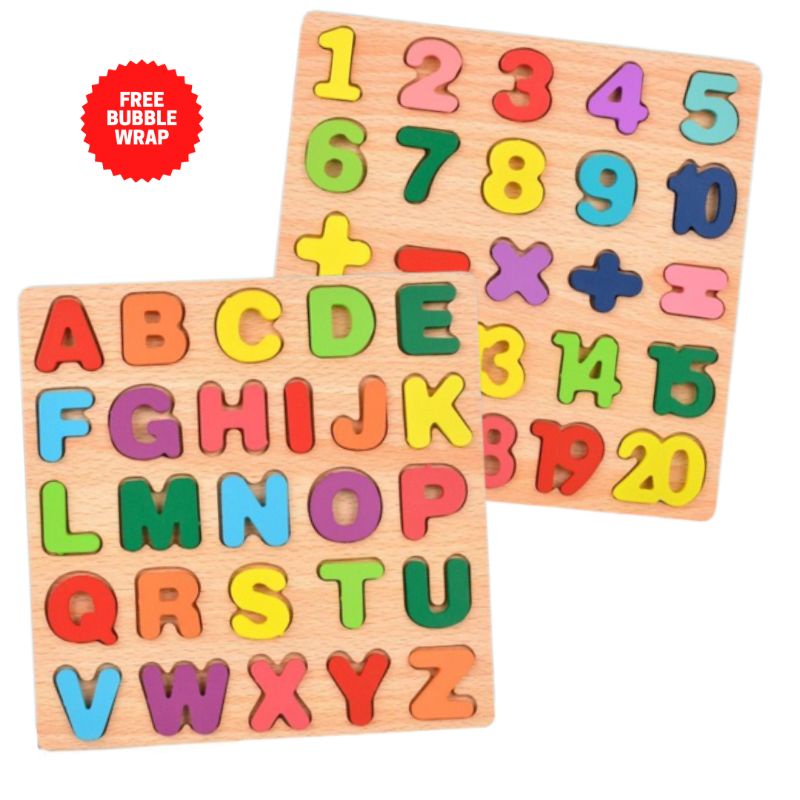 Jual Puzzle ABC & Number Chunky | Alphabet Wooden Toys | Mainan Edukasi ...