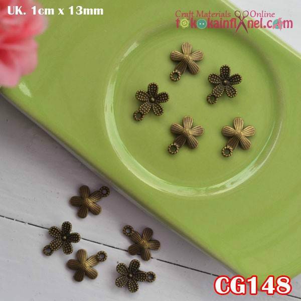 Jual Cg148 Charm Bunga 5 Kelopak Kuning Bakar Per Satuan | Shopee Indonesia