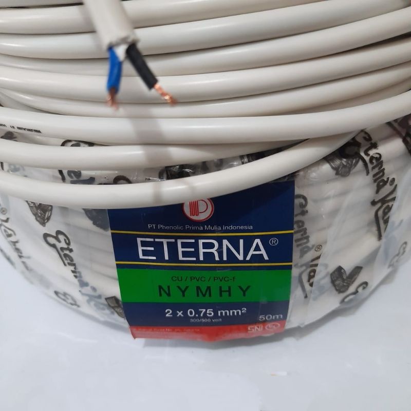 Jual Kabel Listrik Eterna NYMHYO Kabel Serabut 2x0,75mm Tembaga Kuningan SNI (Permeter) Warna ...