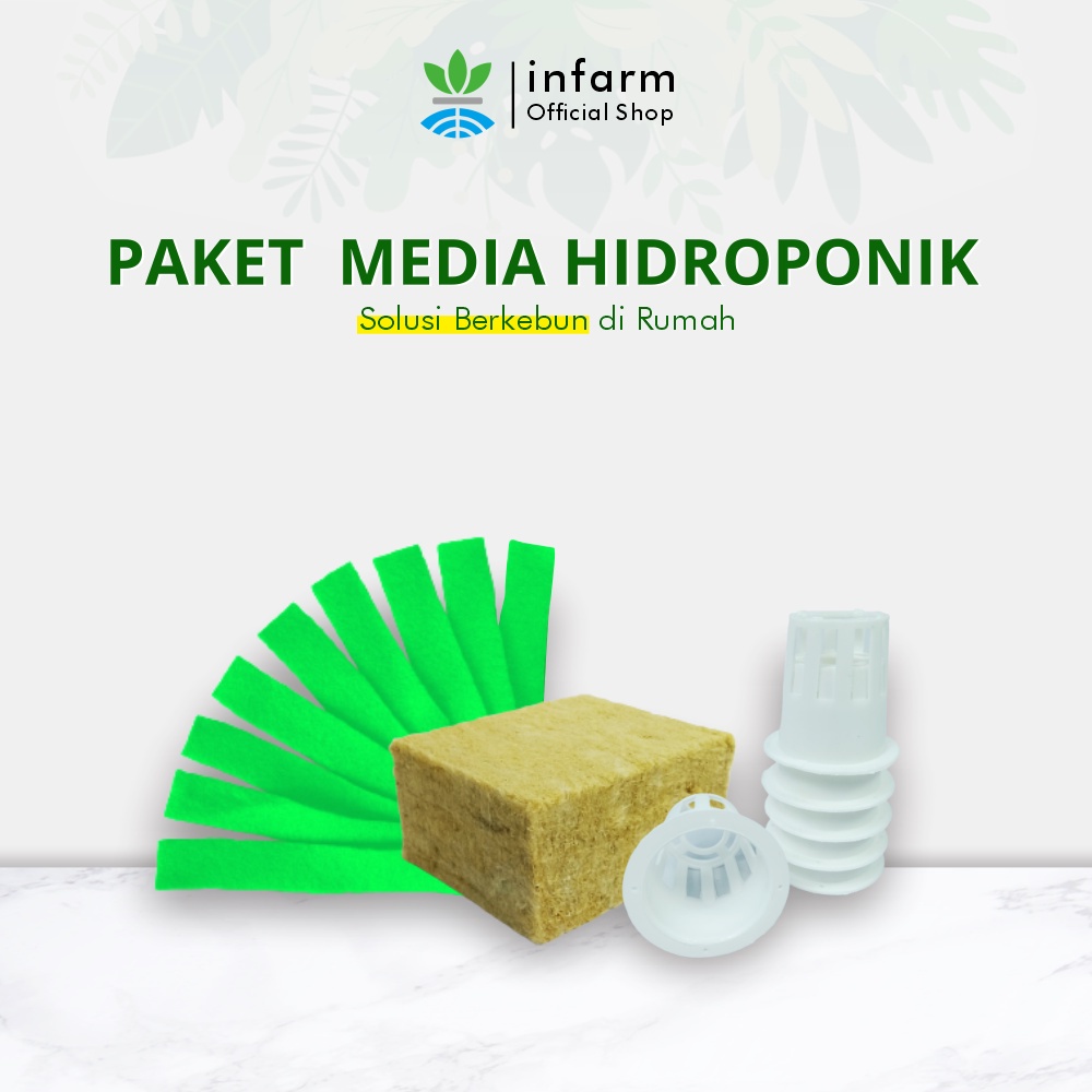 Jual INFARM - Paket Media Tanam Hidroponik Rockwool + Netpot 5Cm ...