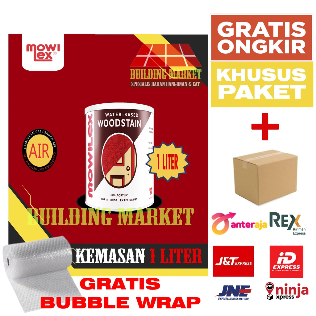 Jual PLITUR POLITUR KAYU WOODSTAIN MOWILEX WATER BASED 1 LITER PAKET ...