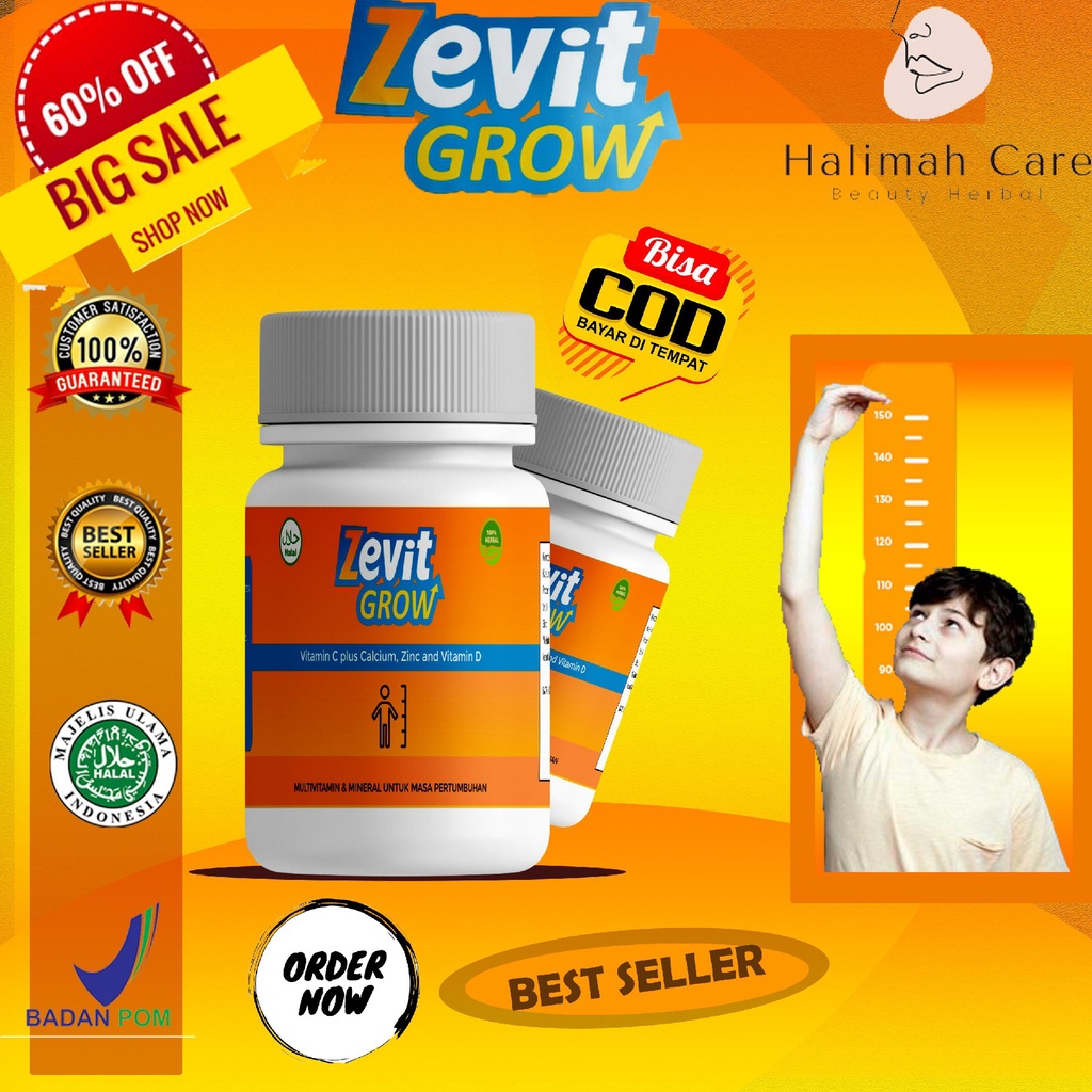 Jual ZEVIT GROW - PENINGGI BADAN ORIGINAL 100% BPOM / VITAMIN SUPLEMEN ANAK DEWASA PROMO COD ...