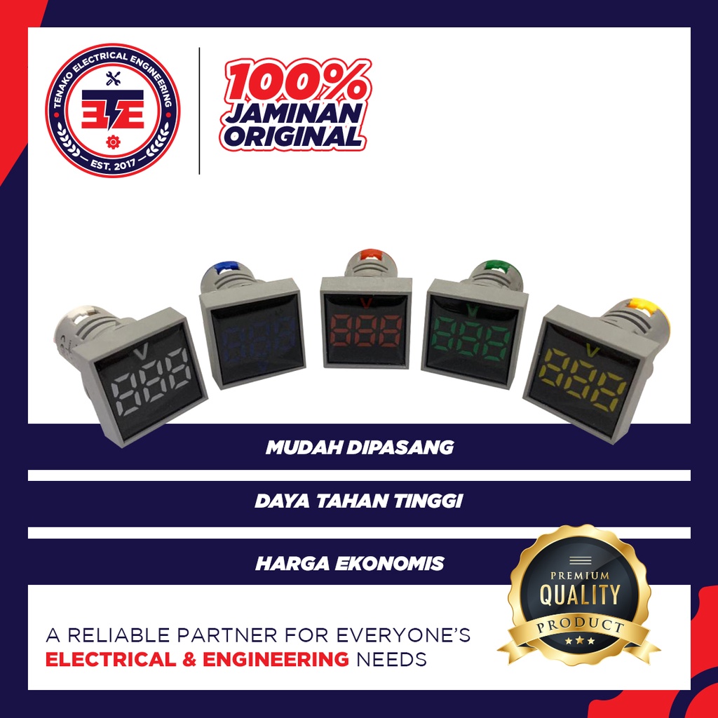 Jual Pilot Lamp LED With Volt Indicator Kotak 22mm 20V-500V | Shopee ...