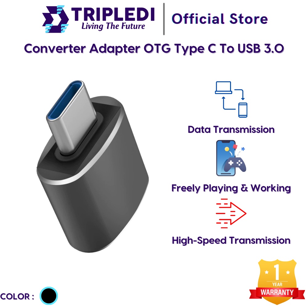 Jual TRIPLEDI Converter Adapter Type C to USB 3.0 OTG Data Transmission ...