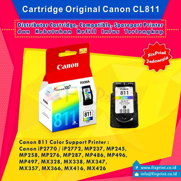 Jual Cartridge Original Canon CL-811 CL811 811 Color, Tinta Printer ...