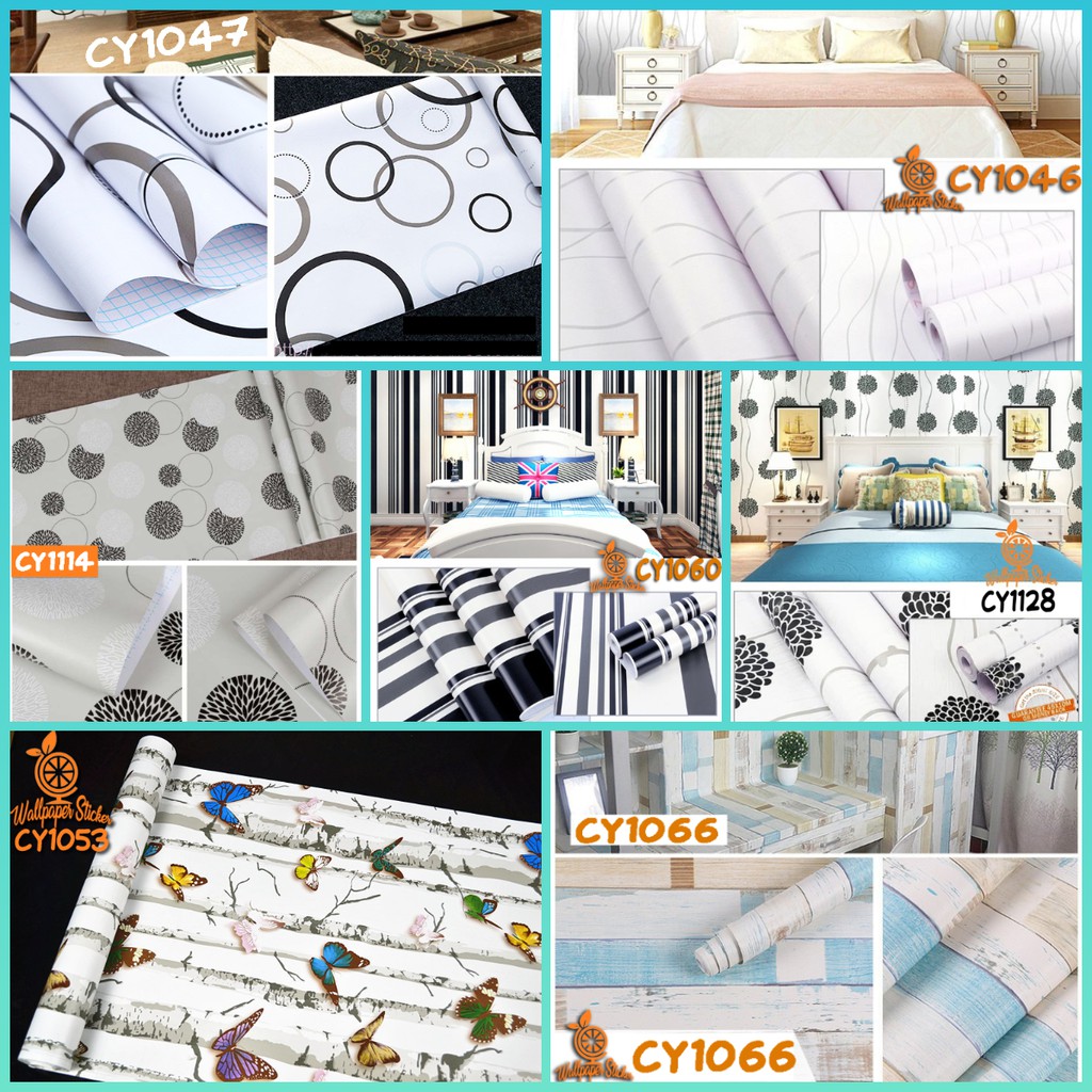 Jual Wallpaper Stiker Kamar Tidur Salur Stiker Dinding Premium Quality Ukuran 45 cm x 8 meter ...