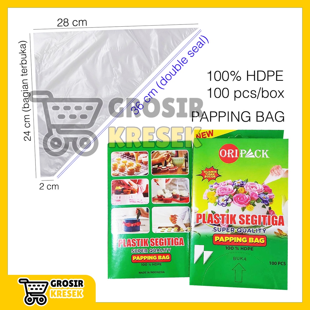 Jual T009 Plastik Segitiga PAPPING BAG ORI PACK Hias Kue Cake HDPE 100 ...