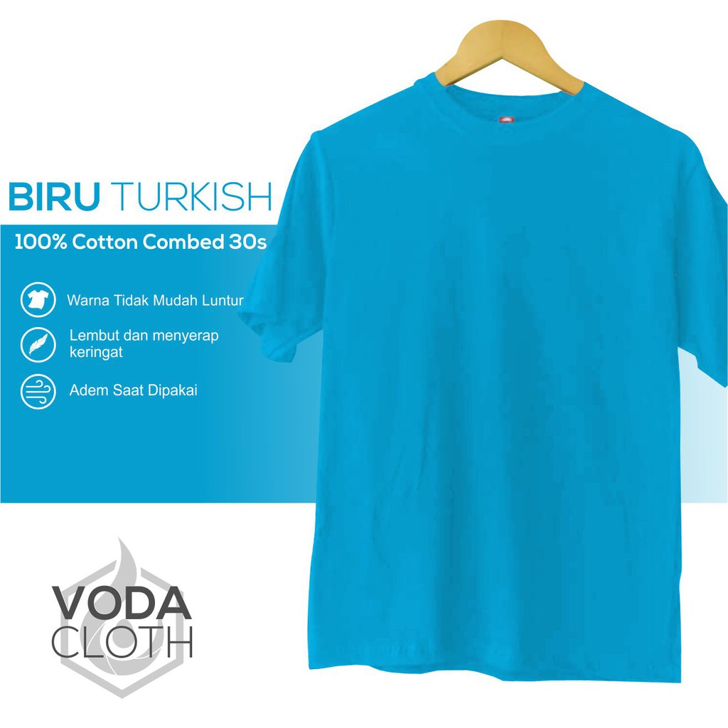 Jual Kaos Polos Biru Turkis Cotton Combed 30s | Shopee Indonesia