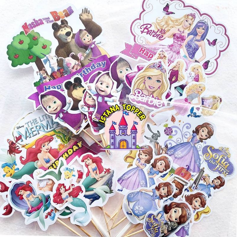 Jual Topper Cake STANDART / CUSTOM Tema Sofia, Barbie, Marsha, Little ...