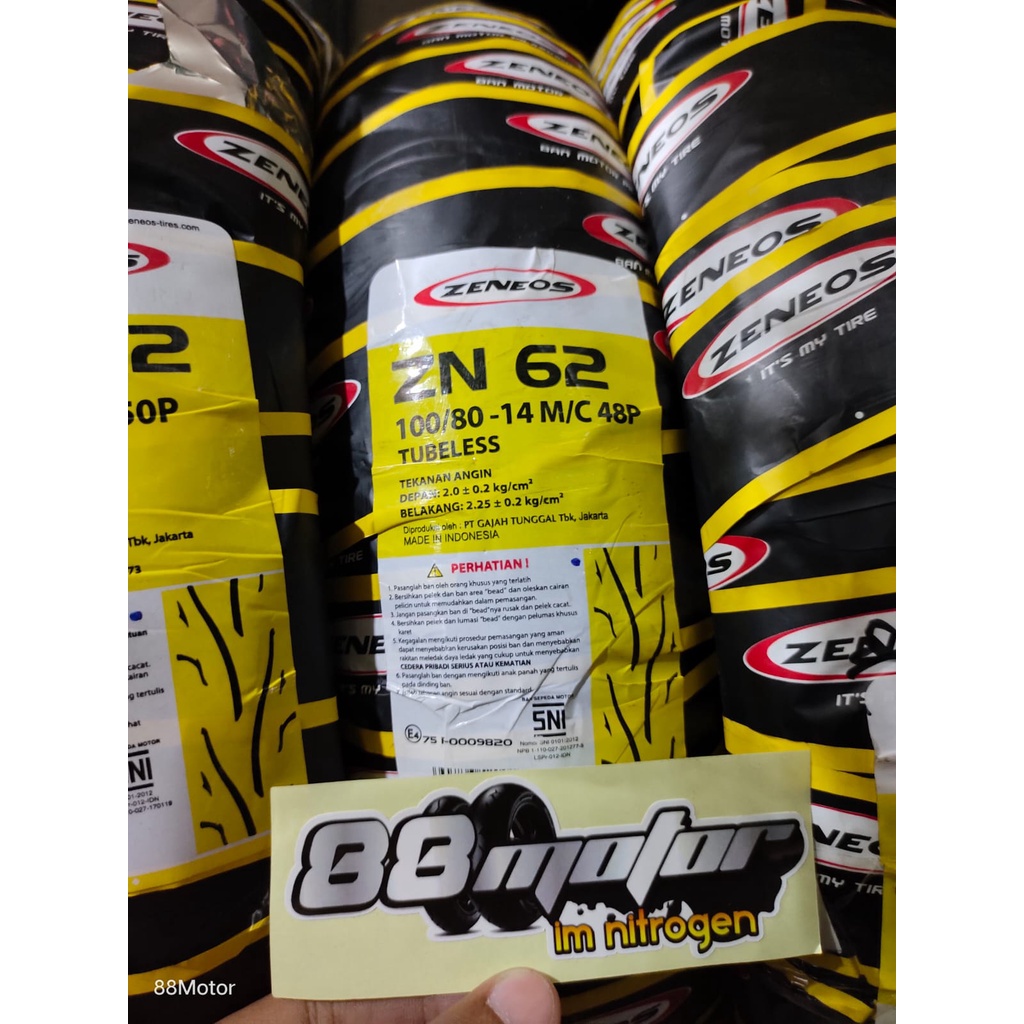 Jual Ban Zeneos ZN62 100/80-14 Tubeless, HARGA OFFLINE LEBIH MURAH ...