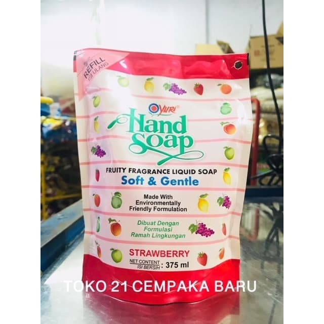 Jual Yuri Hand Soap Strawberry REFILL 375 ml | Sabun Cuci Tangan Yuri ...