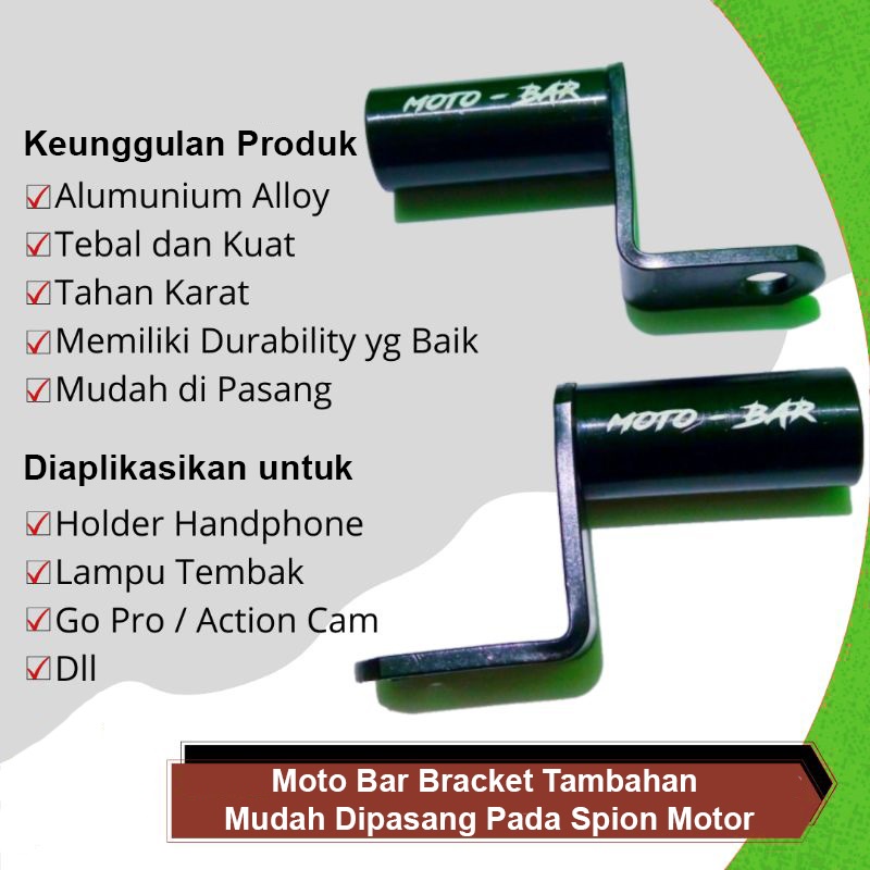 Jual Breket Motobar Spion Holder HP Dudukan Lampu Moto Bar Tembak Spion ...