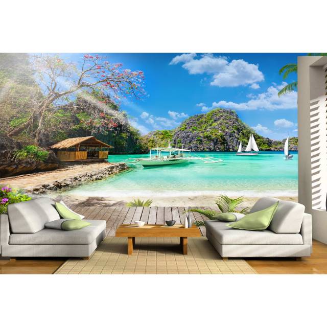 Jual Wallpaper3dcustom tema pantai dan kapal | Shopee Indonesia