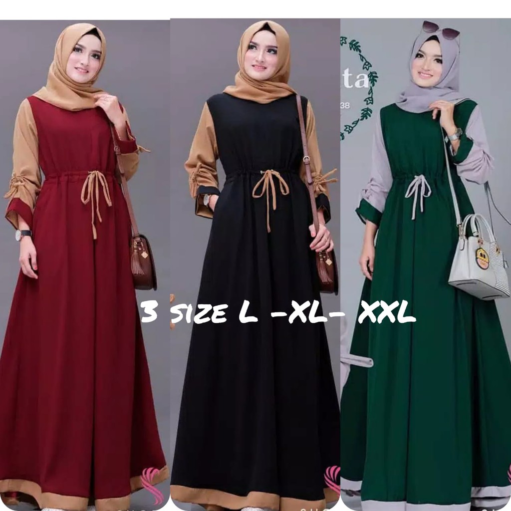 Jual GAMIS SYARI MUSLIM JUMBO UKURAN M L XL XXL XXXL SET MURAH BUSUI POLOS MAXI DRESS GAMIS ...