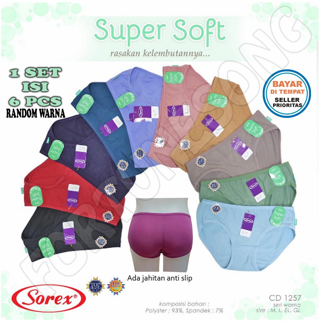 Jual 6 Pcs Celana Dalam Wanita Sorex Super Soft art 1257 (tipe mini) | Shopee Indonesia
