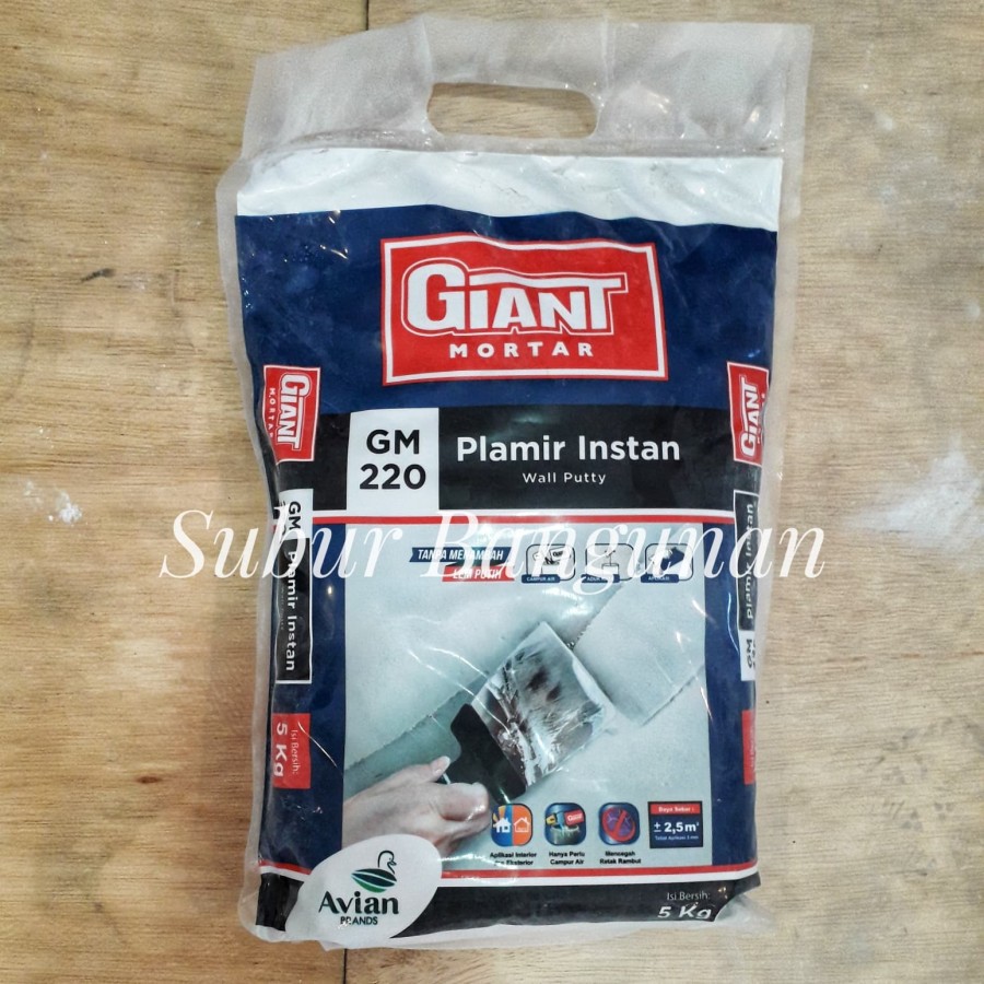 Jual Giant Mortar 220 Plamir Instan Acian Tembok Dinding 5 kg | Shopee ...